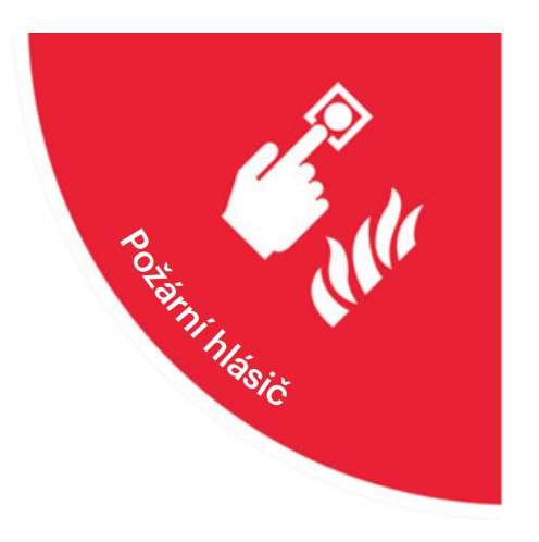 Samolepicí plošné protiskluzové značení (čtvrtkruh), ''požární alarm ...