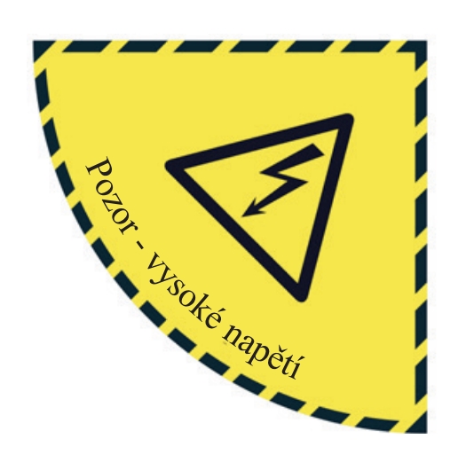 Samolepicí plošné protiskluzové značení (čtvrtkruh), ''pozor, vysoké ...