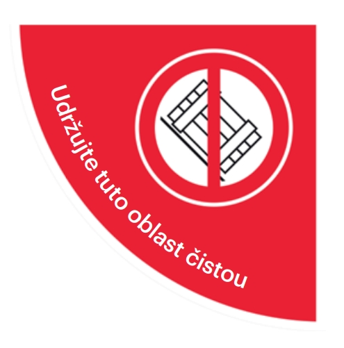 Samolepicí plošné protiskluzové značení (čtvrtkruh), ''zákaz skladování ...